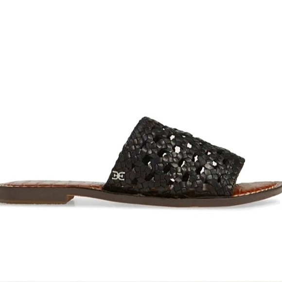 Sam Edelman | Shoes | Sam Edelman Genovia Croc Black Woven Slides Black ...